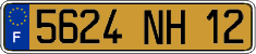 5624 NH 12, License plate without vehicle (Aveyron) French license plate
