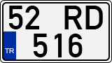 52 RD 516, (Ordu) License plate of Turkey