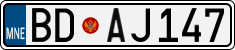 BD AJ147, Zastava Yugo (Budva) License plate of Montenegro