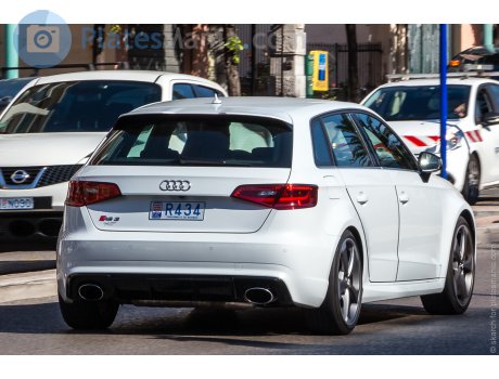 R434, Audi RS3 , License plate of Monaco