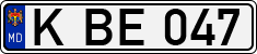 K BE 047, Honda CR-V (Chişinău City) License plate of Moldova