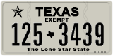 125-3439, Ford Crown Victoria (Texas) License plate of the USA