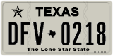 DFV-0218, Dodge Charger (Texas) License plate of the USA