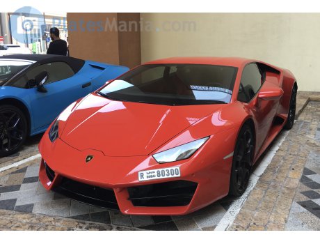 R 80300, Lamborghini Huracán (Dubai) License plate of the UAE
