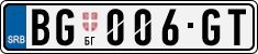 BG 006-GT, Mitsubishi Galant (Belgrade) License plate of Serbia