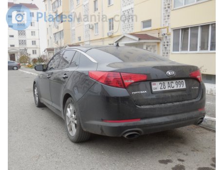 28 AC 999, Kia Optima , License plate of Armenia