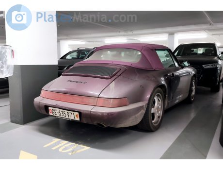 GE 635971, Porsche 911 (Geneva) License plate of Switzerland