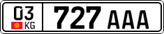 03 727 AAA, Volvo FH (Batken Province) License plate of Kyrgyzstan