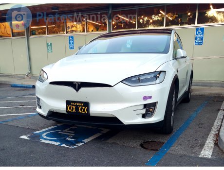 XZX XZX, Tesla Model X (California) License plate of the USA