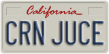 CRN JUCE, Nissan GT-R (California) License plate of the USA