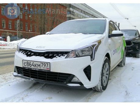 с864км797, KIA Rio (Moscow City) License plate Russia