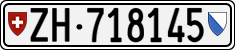 ZH 718145, Volkswagen Tiguan (Zurich) License plate of Switzerland