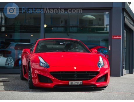 GR 760 U, Ferrari California (Graubünden) License plate of Switzerland