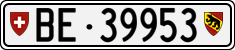 BE 39953, Toyota Auris (Bern) License plate of Switzerland