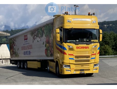 FL 20104, Scania S-Series , License plate of Liechtenstein
