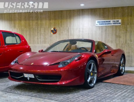 173T, Ferrari 458 , License plate of Monaco