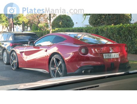91958|‎د|‎1, Ferrari F12 (Rabat Prefecture) License plate of Morocco
