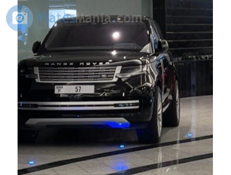 F 57, Land Rover Range Rover (Dubai) License plate of the UAE