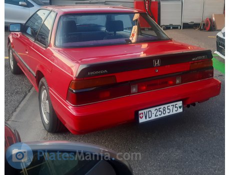 VD 258575, Honda Prelude (Vaud) License plate of Switzerland