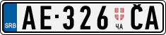 AE-326 ČA, Schmitz (Čačak) License plate of Serbia