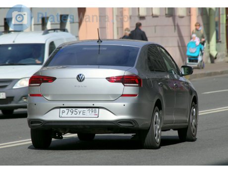 р795уе198, Volkswagen Polo (St. Petersburg City) License plate Russia