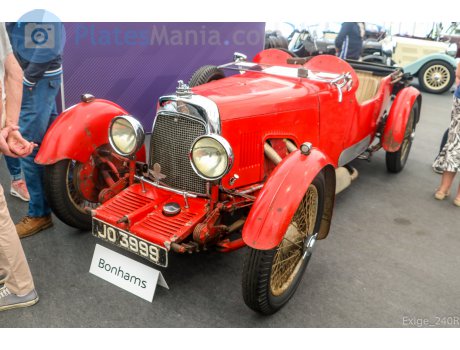JO 3999, Aston Martin 1½-Litre (Oxford) License plate of the United Kingdom