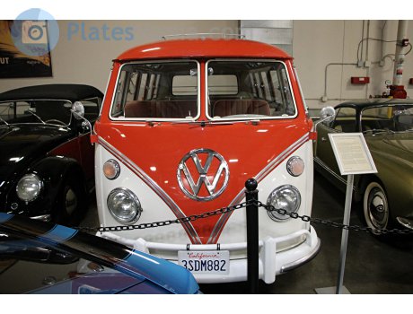 3SDM882, Volkswagen Bus (California) License plate of the USA