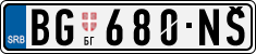 BG 680-NŠ, Chery (Chirey) Tiggo (Belgrade) License plate of Serbia