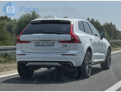 SG 457924, Volvo XC60 (St. Gallen) License plate of Switzerland