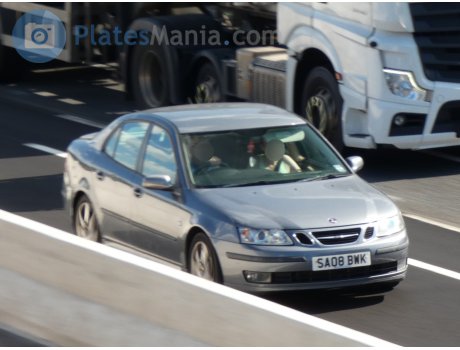 SA08 BWK, SAAB 9-3 (Glasgow) License plate of the United Kingdom
