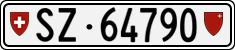 SZ 64790, (Schwyz) License plate of Switzerland