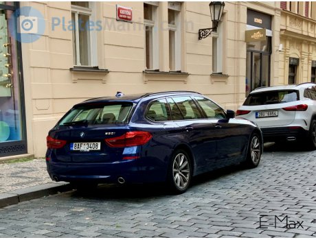 8AF 3408, BMW 5 Series (Capital City of Prague). License plate of the ...