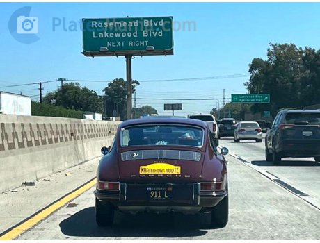 911 L, Porsche (California) License plate of the USA