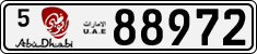 5 88972, Ferrari 458 (Abu Dhabi) License plate of the UAE