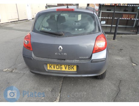 KV06 VBK, Renault Clio (Northampton) License plate of the United Kingdom