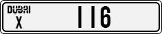 X 116, Ferrari F8 (Dubai) License plate of the UAE