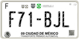 F71-BJL, Ford Maverick (Mexico City (DF)) License plate of Mexico