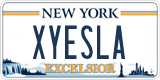 XYESLA, Tesla Model X (New York) License plate of the USA