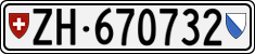 ZH 670732, FIAT 500X (Zurich) License plate of Switzerland