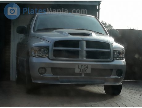 LF54 AUK, Dodge Ram (Wimbledon) License plate of the United Kingdom