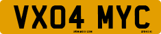 VX04 MYC, Morgan Plus 8 (Worcester) License plate of the United Kingdom