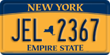 JEL-2367, Toyota Corolla (New York) License plate of the USA