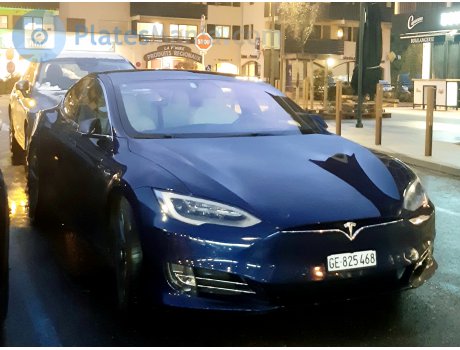 GE 825468, Tesla Model S (Geneva) License plate of Switzerland