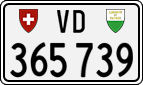 VD 365739, Peugeot 1007 (Vaud) License plate of Switzerland