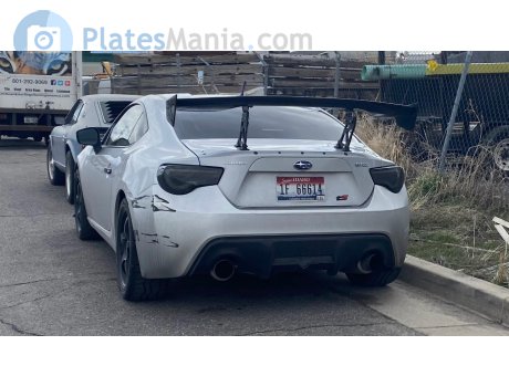 1F 66614, Subaru BRZ (Idaho / Franklin) License plate of the USA