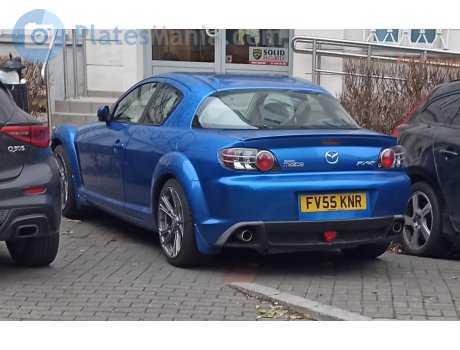 FV55 KNR, Mazda RX-8 (Lincoln) License plate of the Great Britain