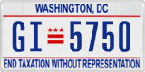 GI-5750, SAAB 9-3 (District of Columbia) License plate of the USA