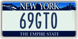 69GTO, Pontiac GTO (New York) License plate of the USA
