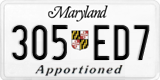 305 ED70, Mack Granite (Maryland) License plate of the USA