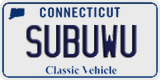 SUBUWU, Subaru Sambar (Connecticut) License plate of the USA